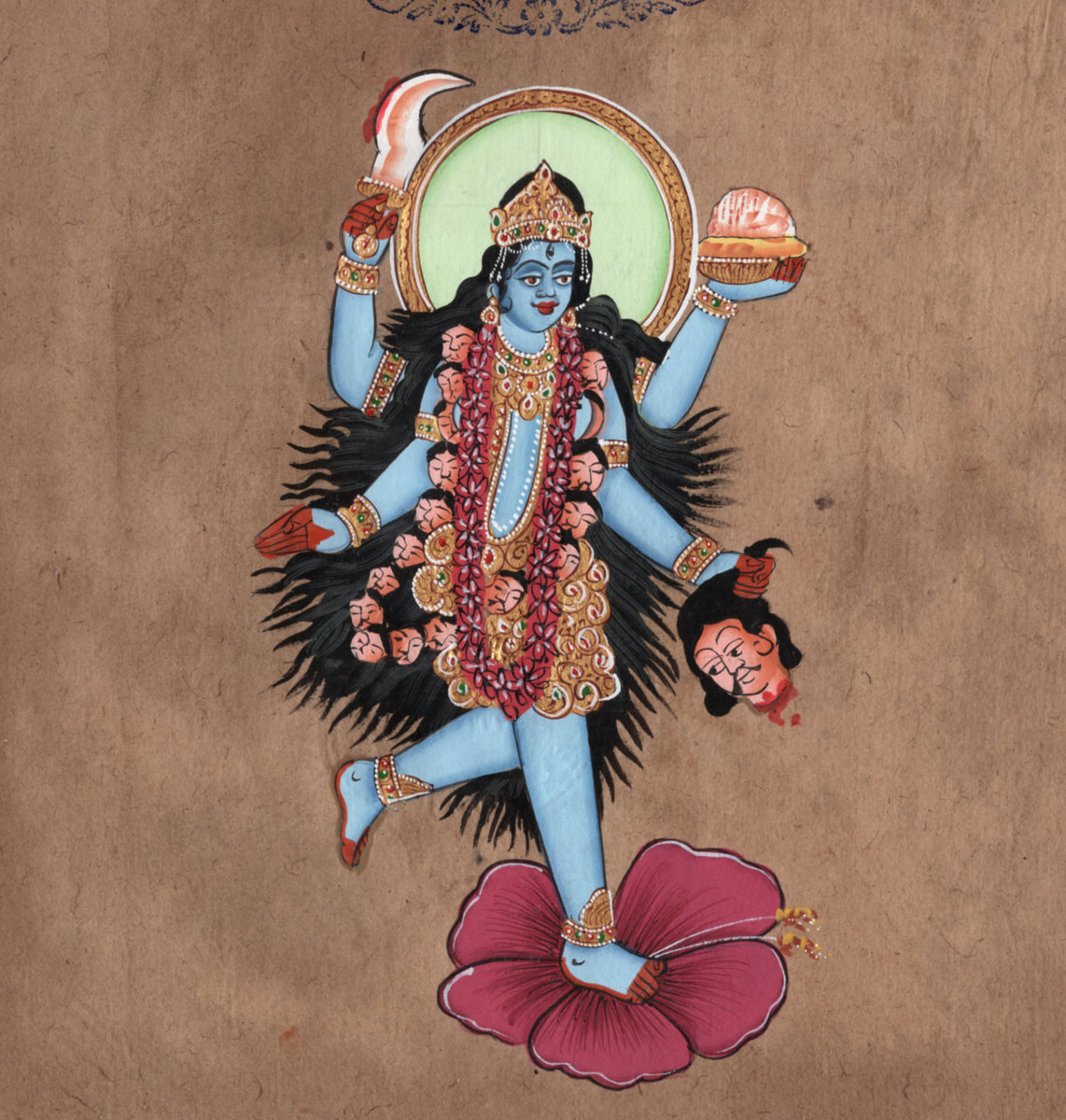 Kali Ma Hindu Goddess Art Handmade Divine Mother Old Stamp Paper Ethni ...