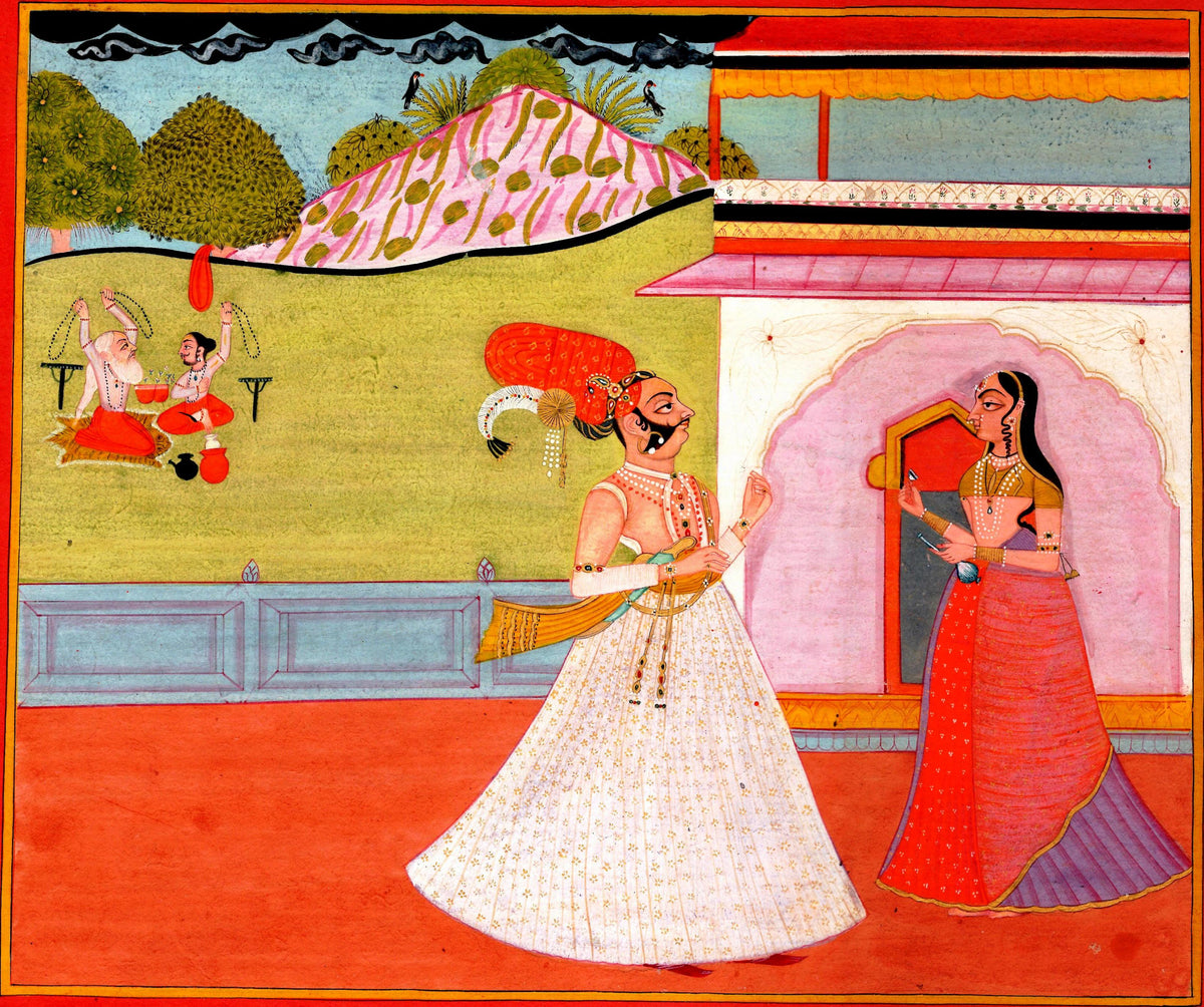 Rajasthani Kota Painting Handmade Indian Miniature Rajput Maharajah Fo ...