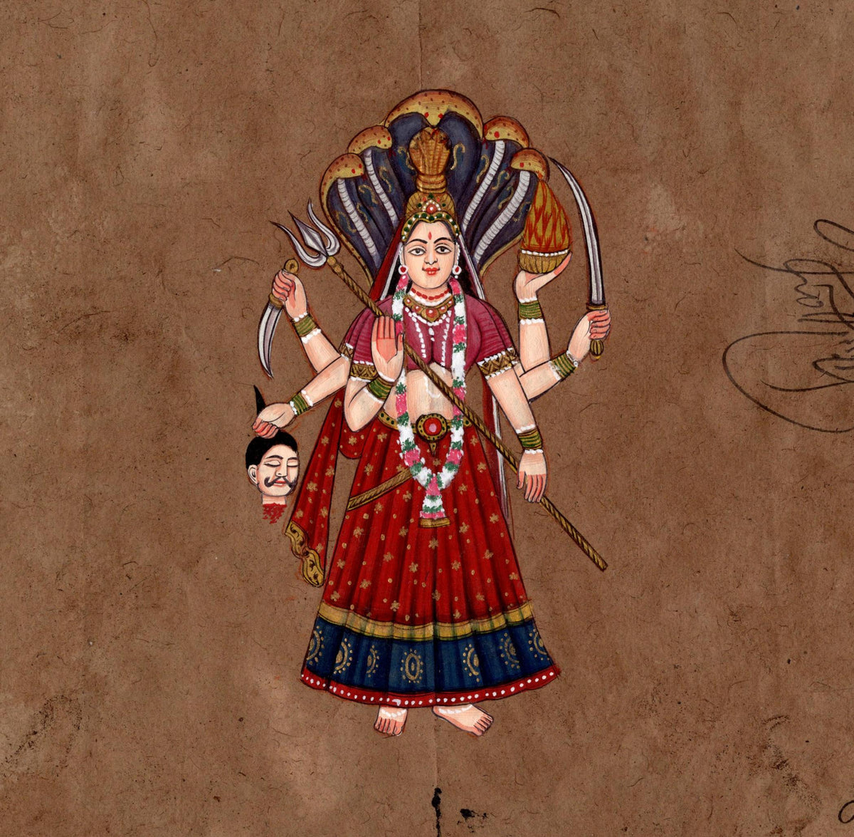 Nagbai Mata Hindu Goddess Art Handmade Indian Miniature Ethnic Decor P ...