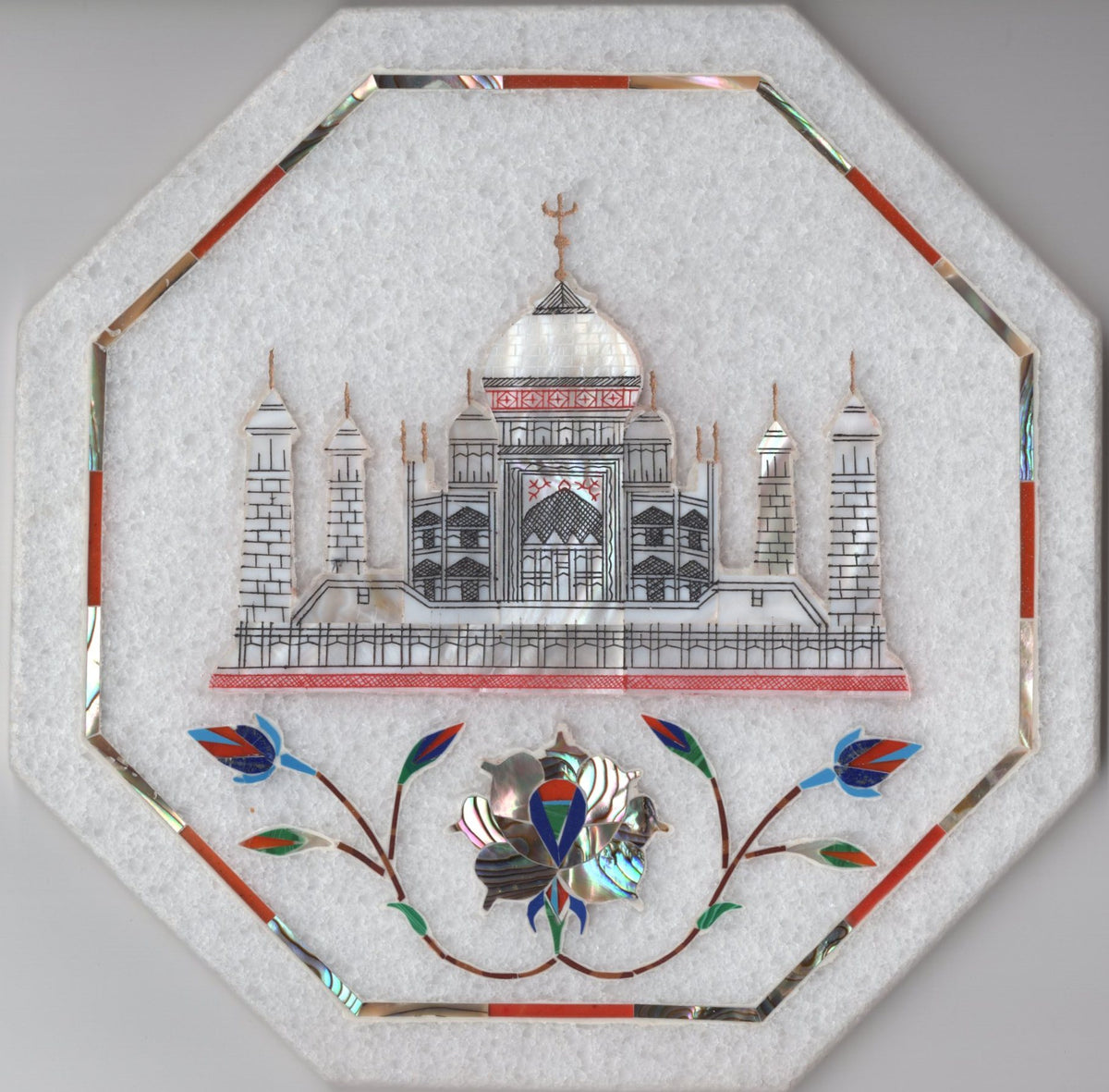 Parchin Kari Marble Inlay Art Handmade Indian 6″ Floral Taj Mahal Home ...