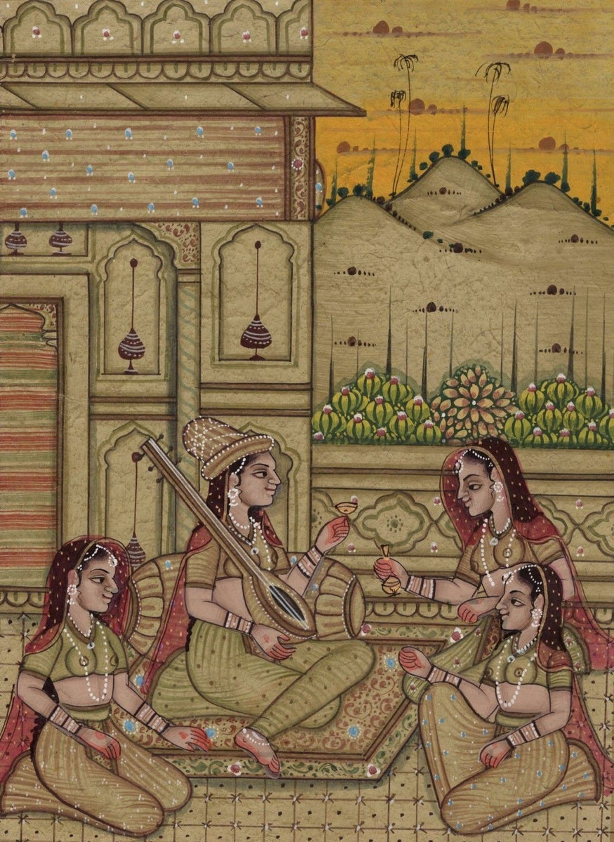 Mughal Miniature Art Handmade Moghul Harem Islamic Script Paper Decor ...