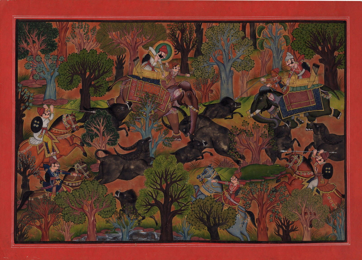 Rajasthani Miniature Painting Handmade Maharao Umed Singh of Kotah Hun ...