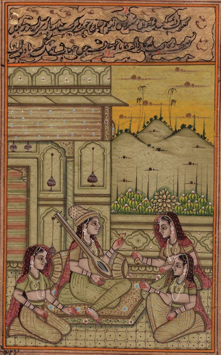 Mughal Miniature Art Handmade Moghul Harem Islamic Script Paper Decor ...