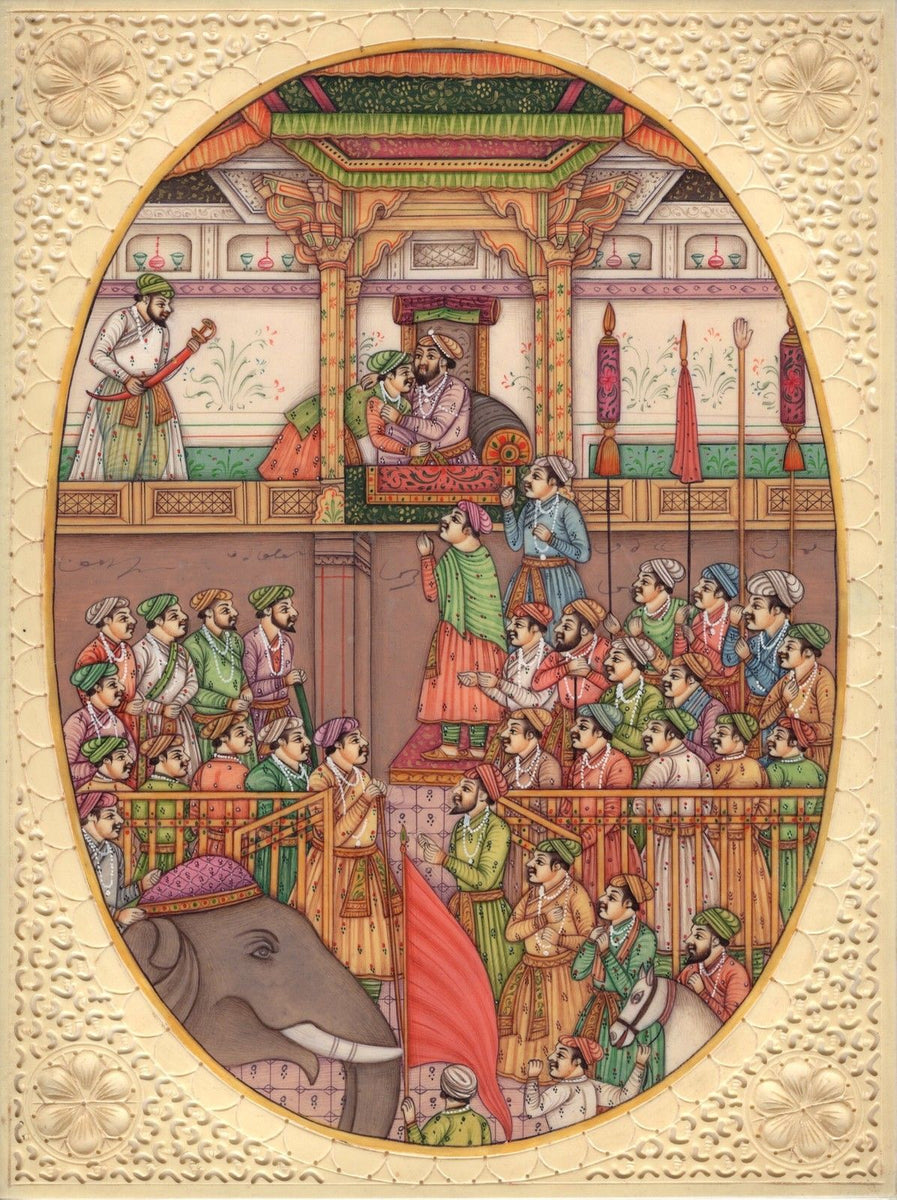 Mughal Miniature Padshahnama Painting Handmade Jahangir Khurram Mogul ...