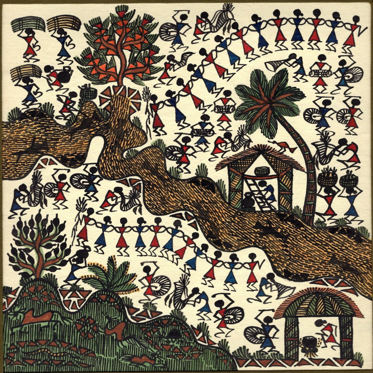 Indian Warli Art Handmade Maharashtra Tribal Miniature Decor Varli Fol ...