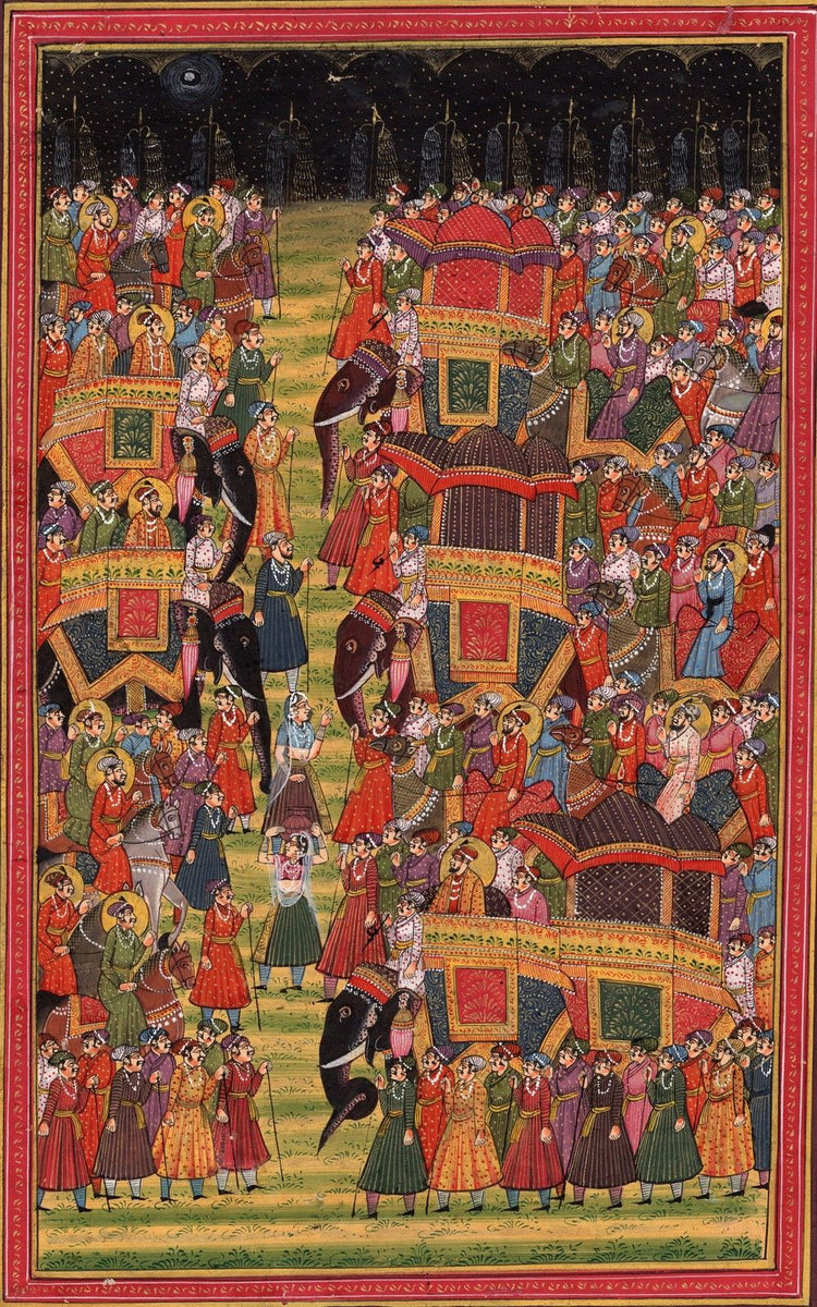 Mughal Miniature Painting Handmade Moghul Emperor Royal Wedding Mogul ...