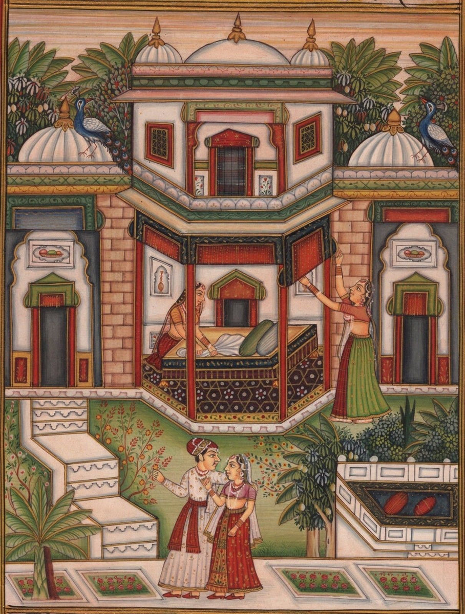 Bundi Palace Art Handmade Indian Miniature Rajasthani Royal Folk Decor ...