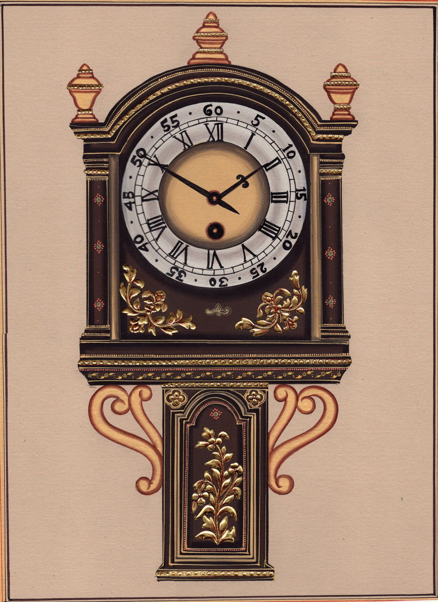 Rajasthani Miniature Art Handmade Antique Clock Home Wall Decor Ethnic ...