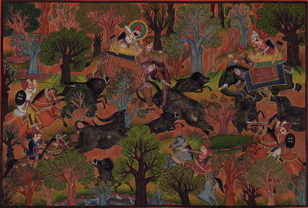 Rajasthani Miniature Painting Handmade Maharao Umed Singh of Kotah Hun ...