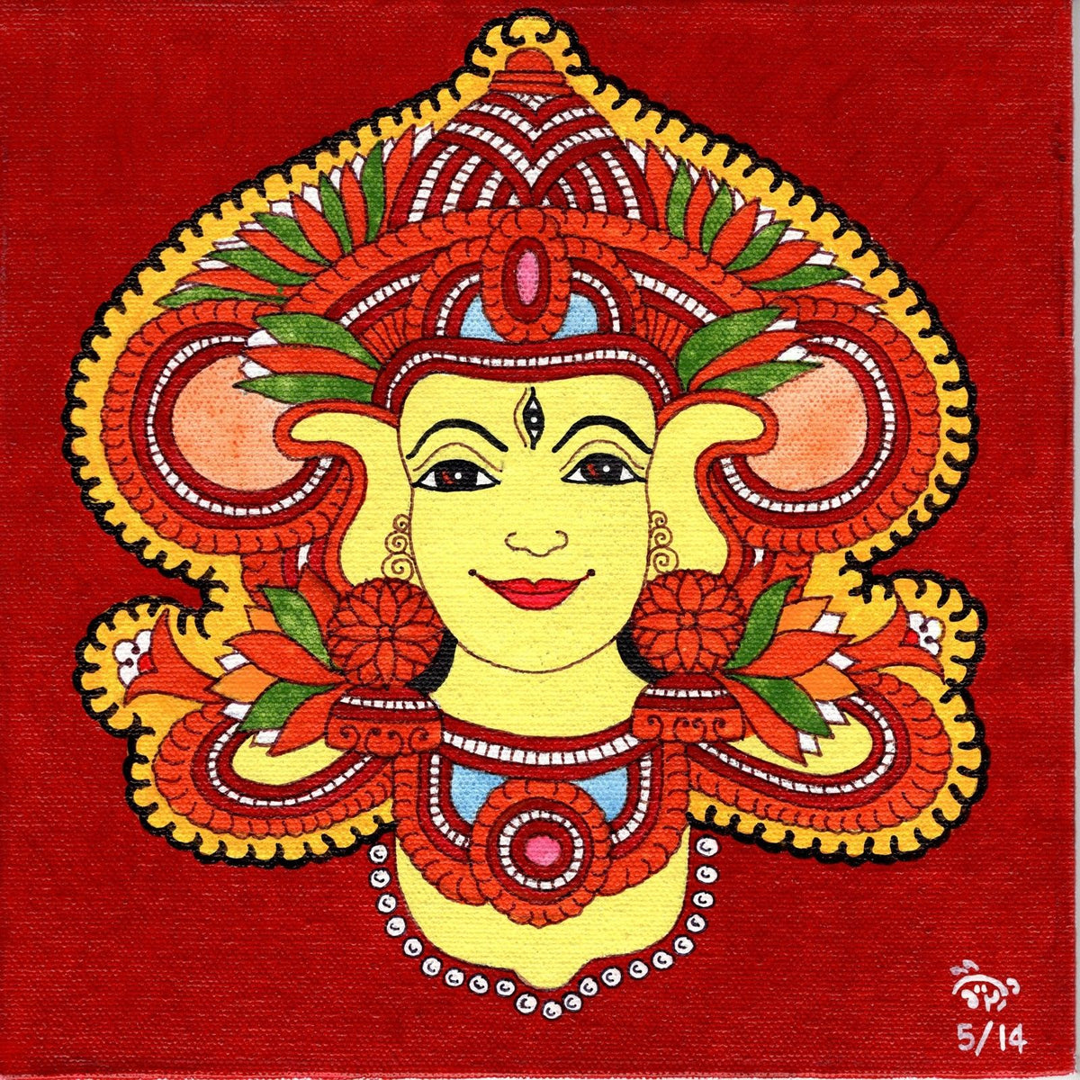 Kerala Mural Durga Painting Handmade South India Religion Ethnic Minia ...