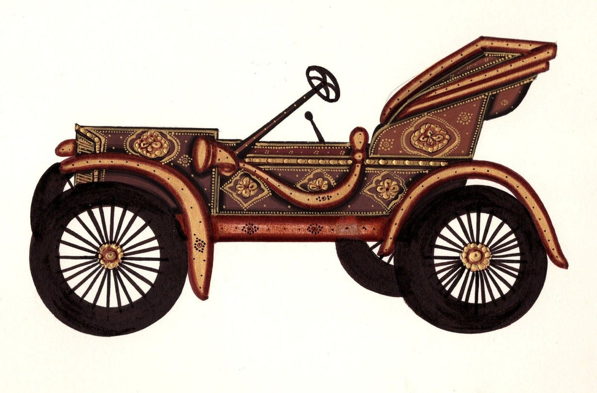 Rajasthani Miniature Car Art Handmade Indian Antique Automobile Decor ...