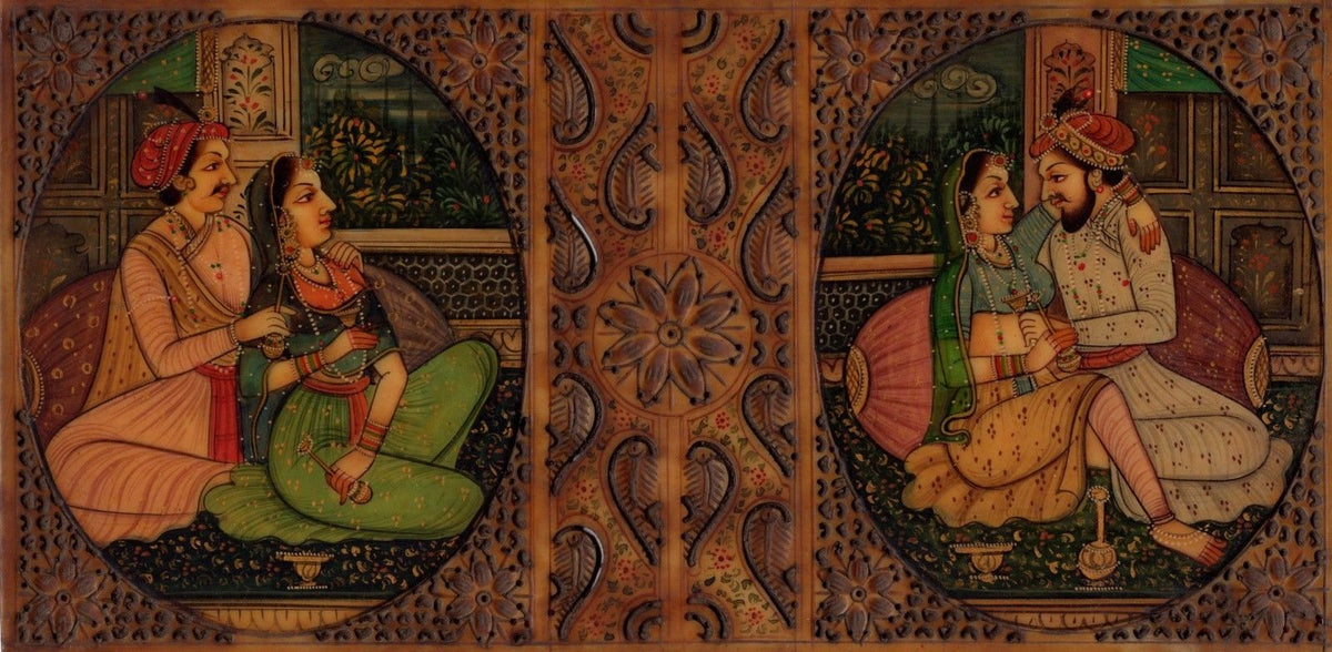 Indian Miniature Painting Handmade Antique Finish Mughal Emperor Portr ...