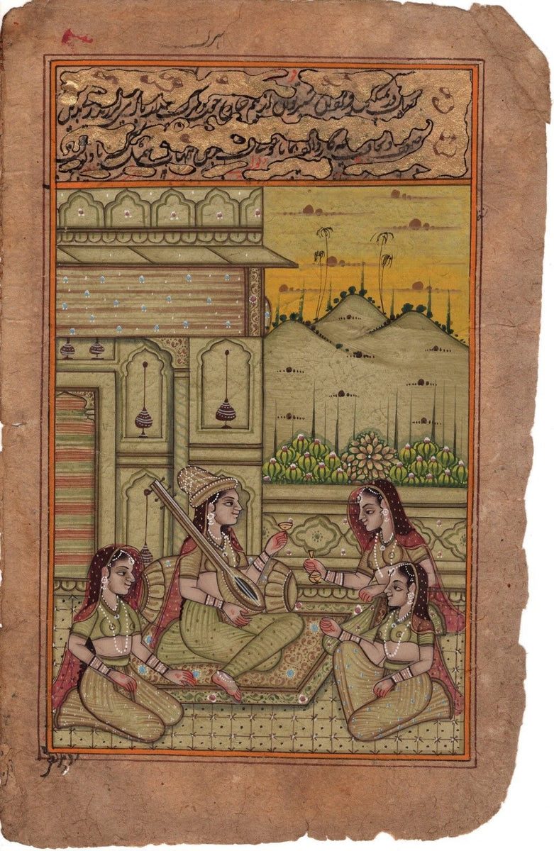 Mughal Miniature Art Handmade Moghul Harem Islamic Script Paper Decor ...