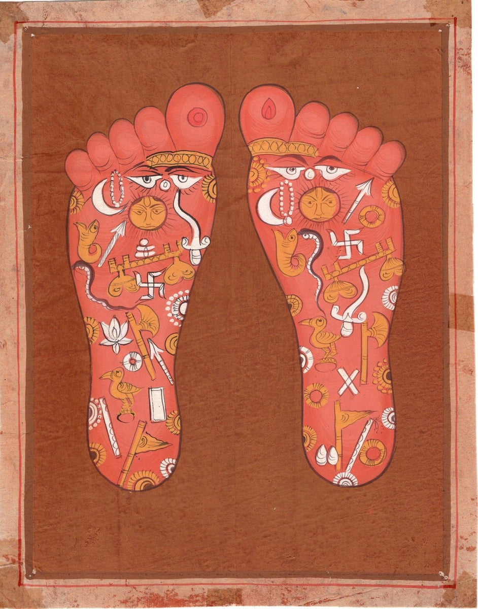 Vishnu Pada Footprint Foot Tantrik Tantric Painting Indian Hindu Handm ...