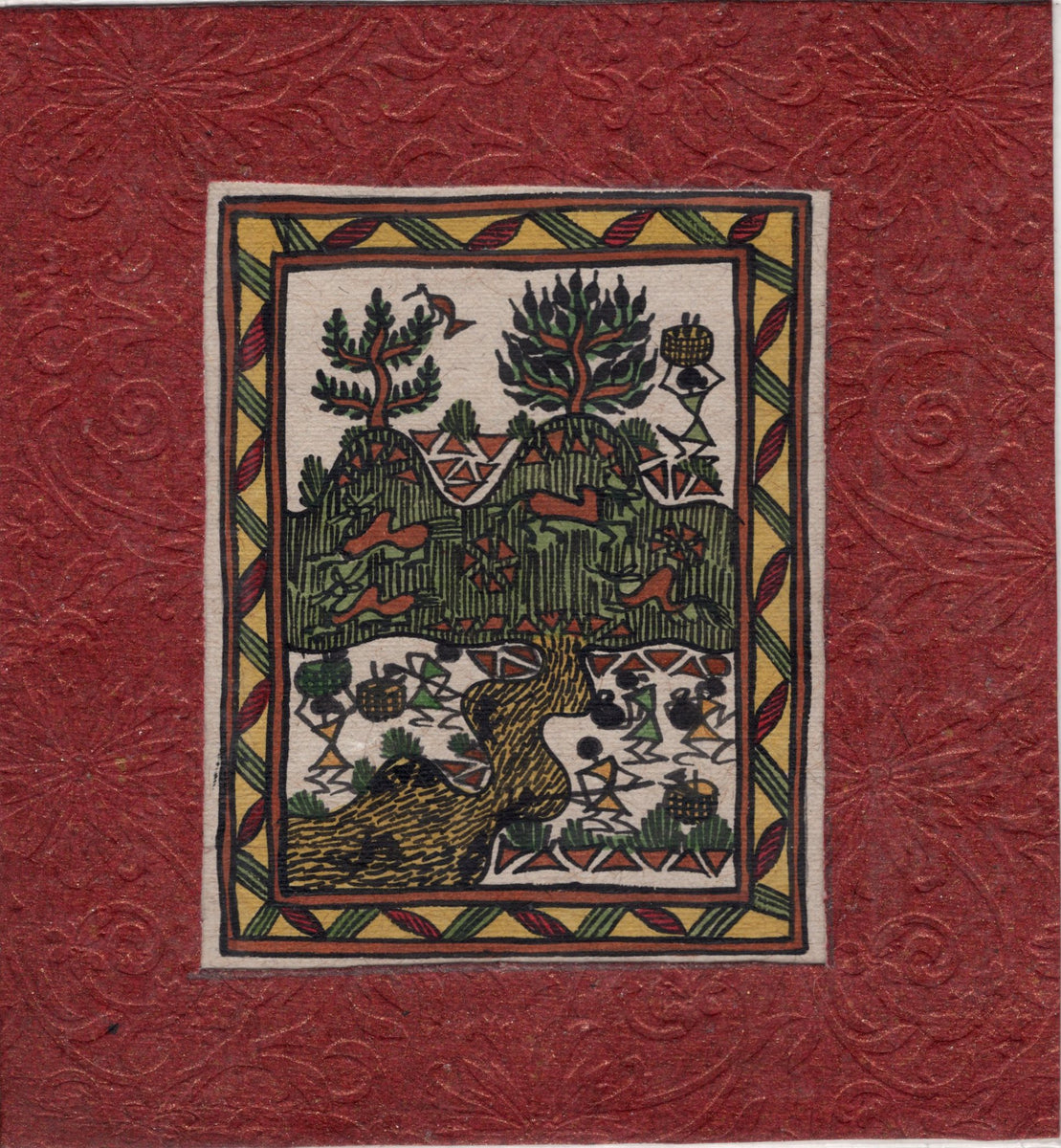 Indian Varli Art Handmade Maharashtra Tribal Miniature Decor Warli Fol ...