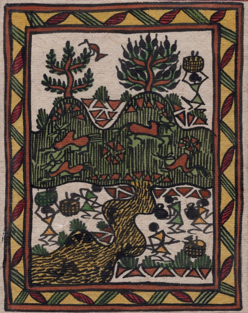 Indian Varli Art Handmade Maharashtra Tribal Miniature Decor Warli Fol ...