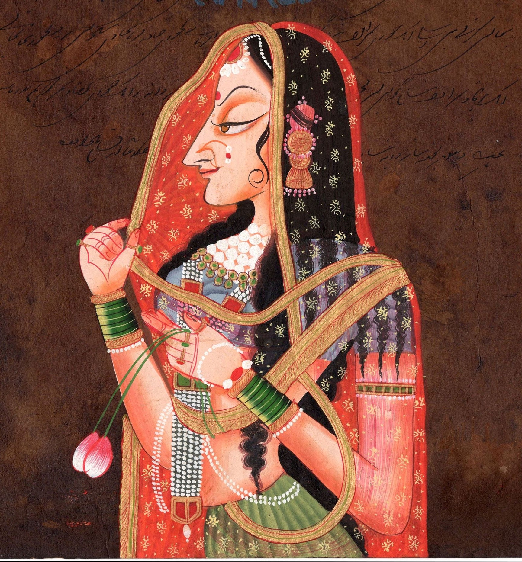 Bani Thani Indian Kishangarh Miniature Painting Handmade Rajasthan Eth ...