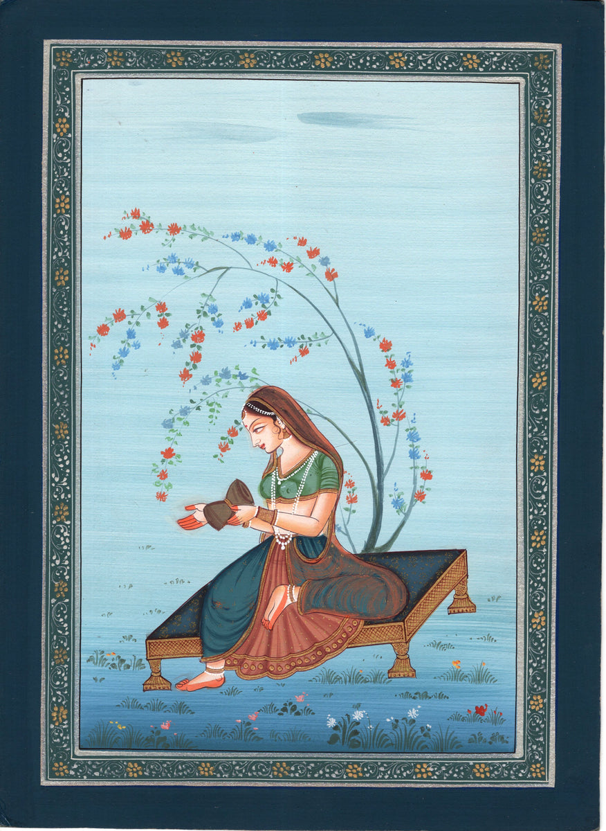 Musician Ragini Miniature Painting India Rajasthani Ethnic Handmade Ra ...