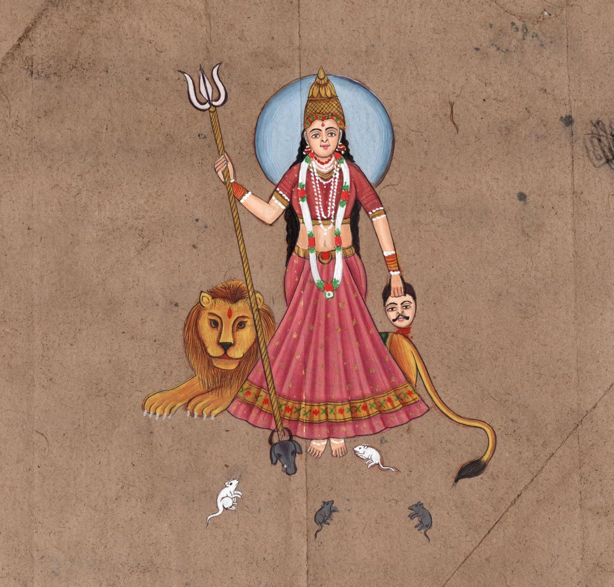 Karni Durga Mata Hindu Goddess Painting Handmade Indian Ethnic Spiritu ...