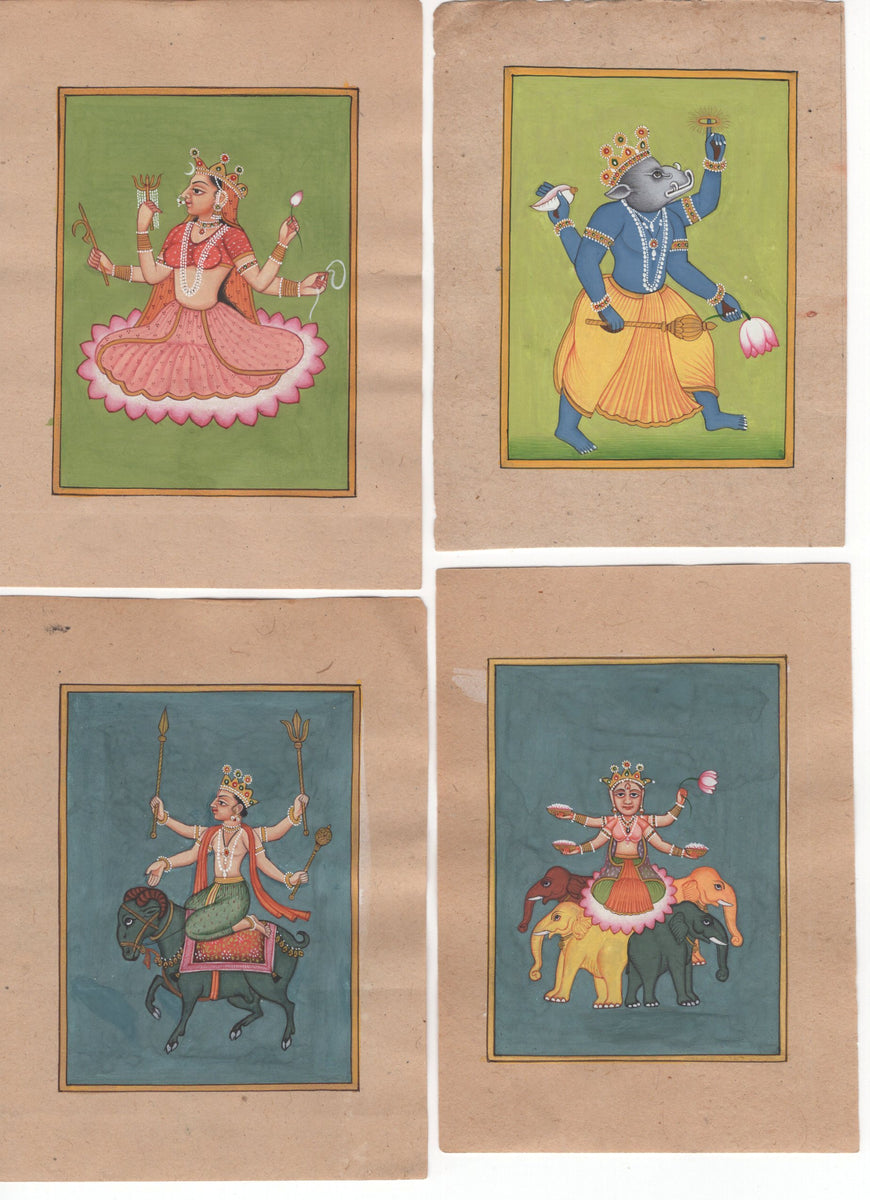 Indian Hindu Deity Painting Handmade God Goddess Collectible Miniature ...