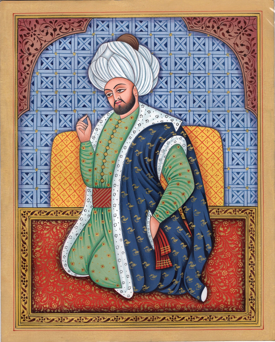 Persian Shah Portrait Painting Handpainted Watercolor Iran History Asi ...