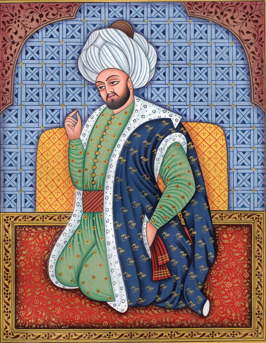 Persian Shah Portrait Painting Handpainted Watercolor Iran History Asi ...