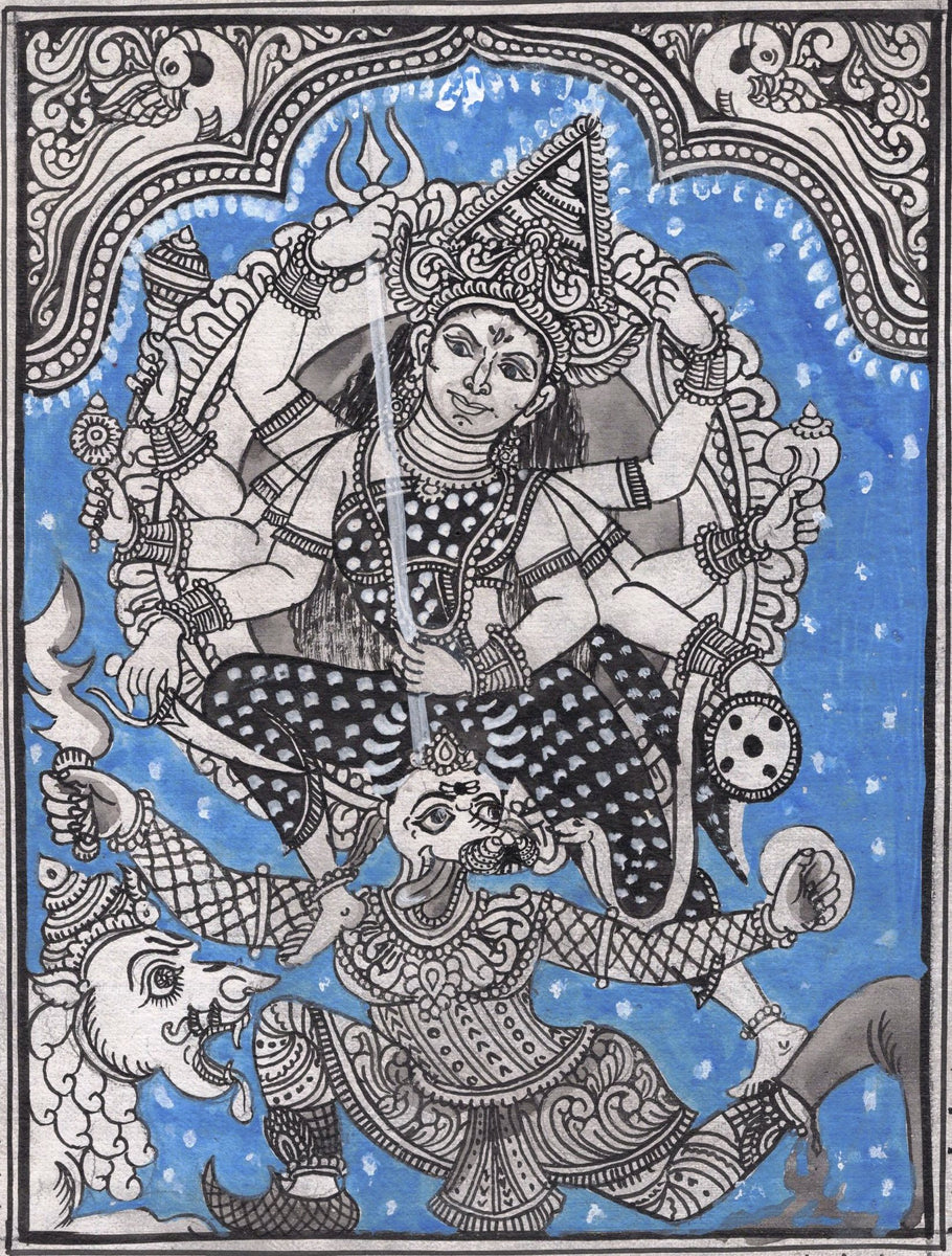 Pattachitra Miniature Durga Goddess Art Handmade Indian Odisha Tribal ...