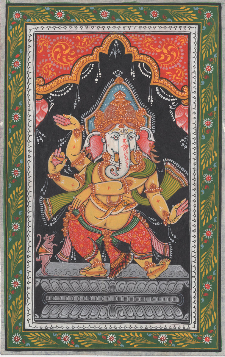 Ganesha Pattachitra Miniature Painting Handmade Indian Odisha Tribal G ...
