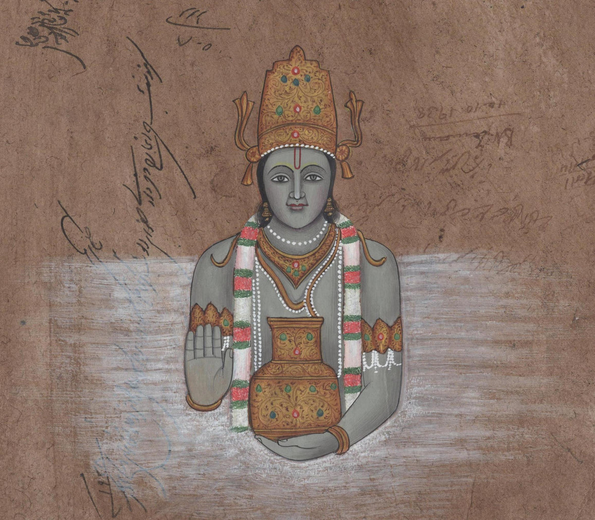 Dhanvantari Hindu Art Handmade Indian Miniature Medicine God Watercolo ...