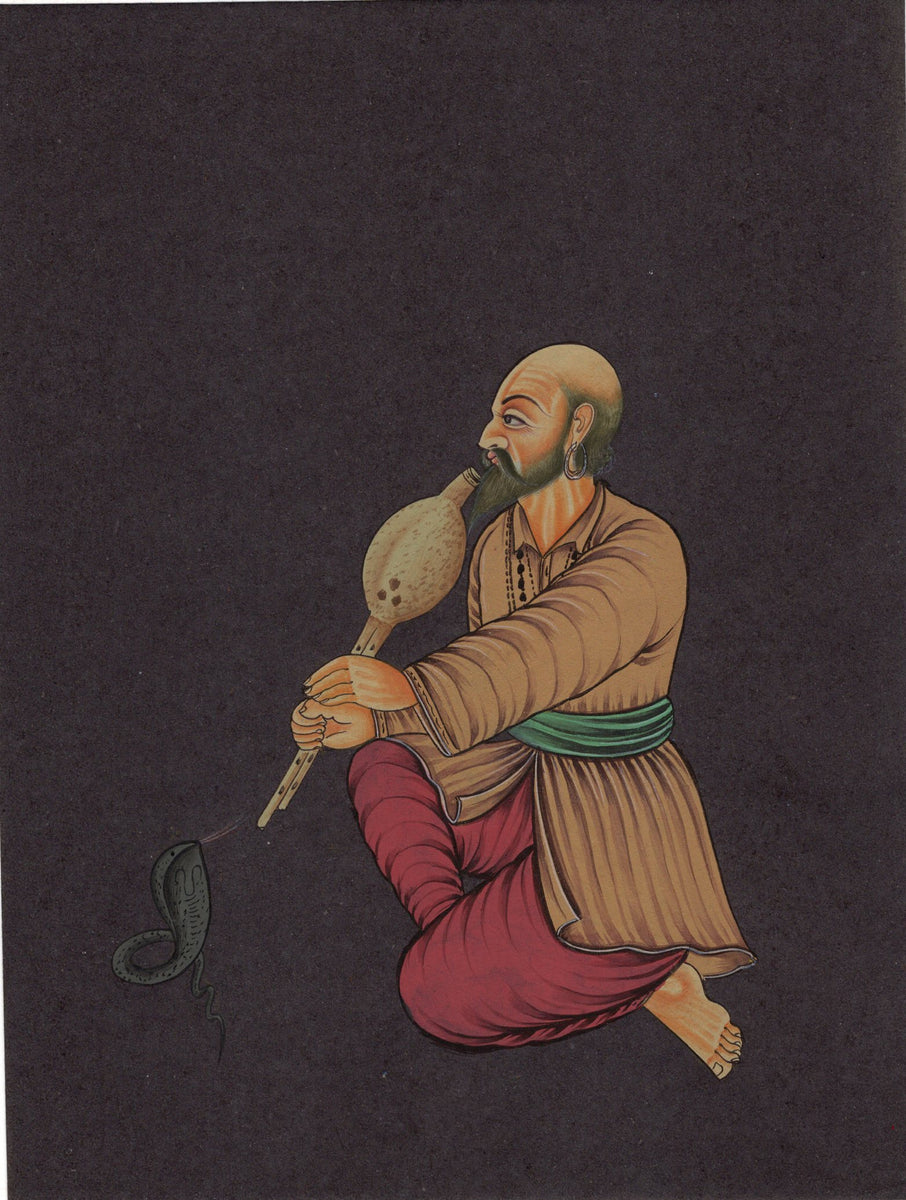 Rajasthani Snake Charmer Folk Art Handmade Indian Miniature Portrait P ...