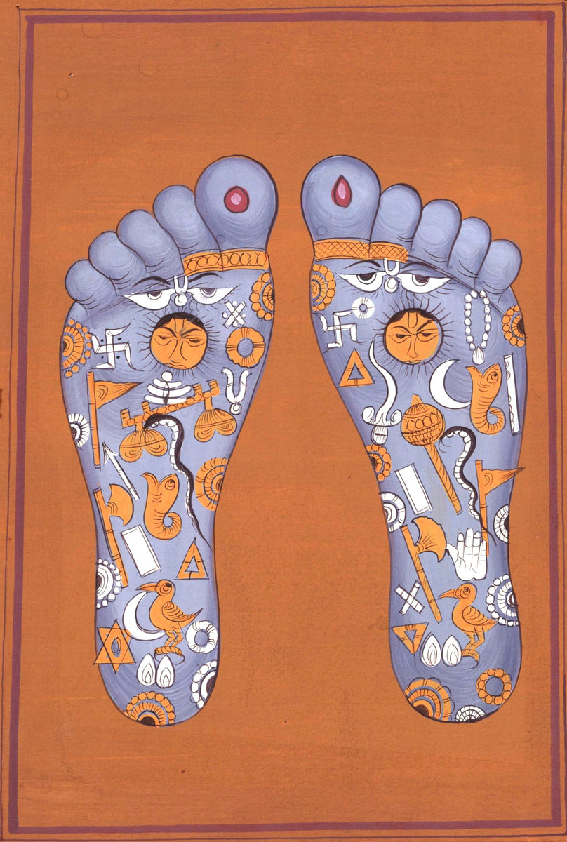 Vishnu Pada Footprint Foot Tantrik Tantric Painting Indian Hindu Handm ...