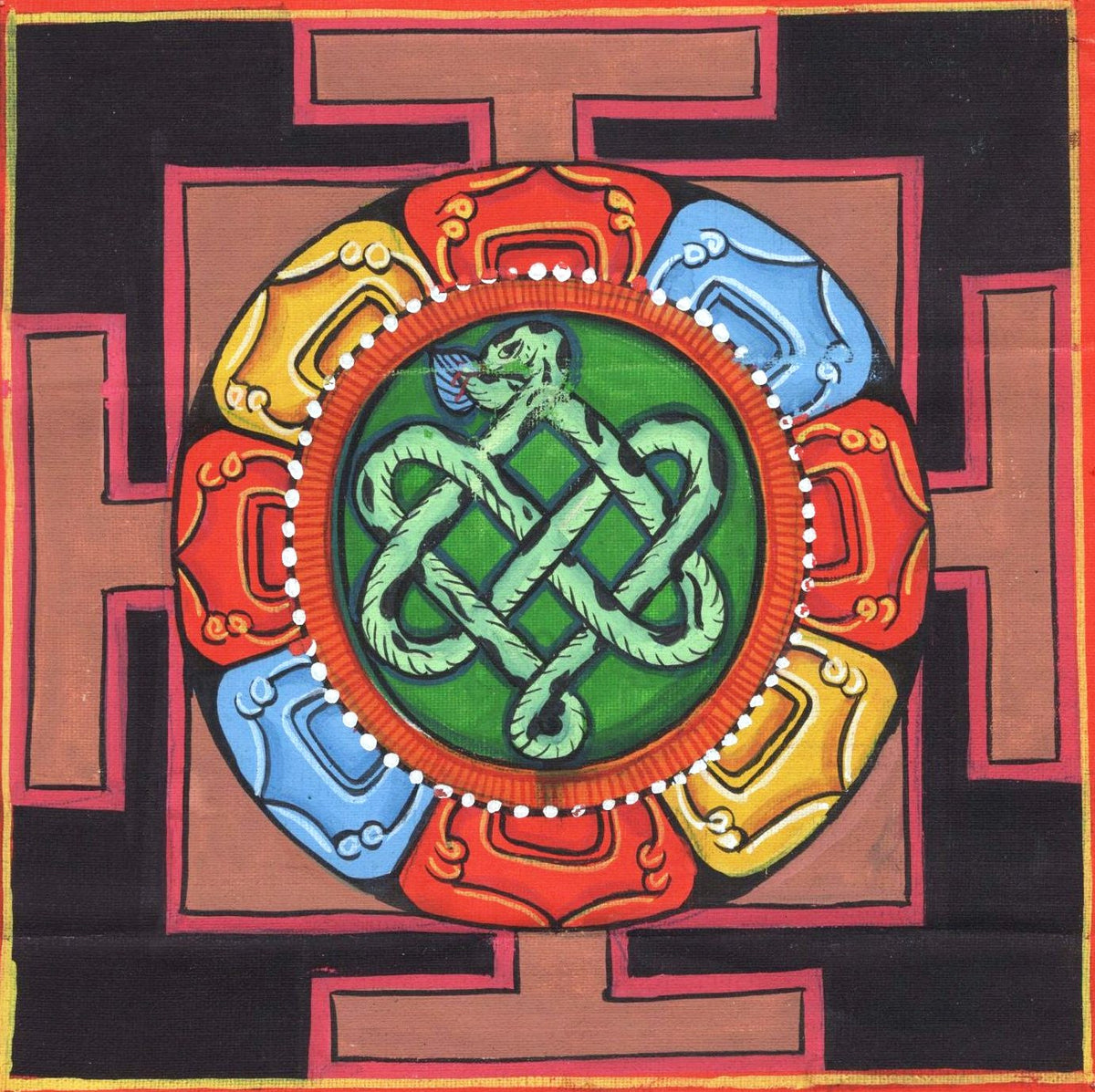 Mandala Meditation Circle Art Handmade Indian Buddha Spiritual Snake P ...