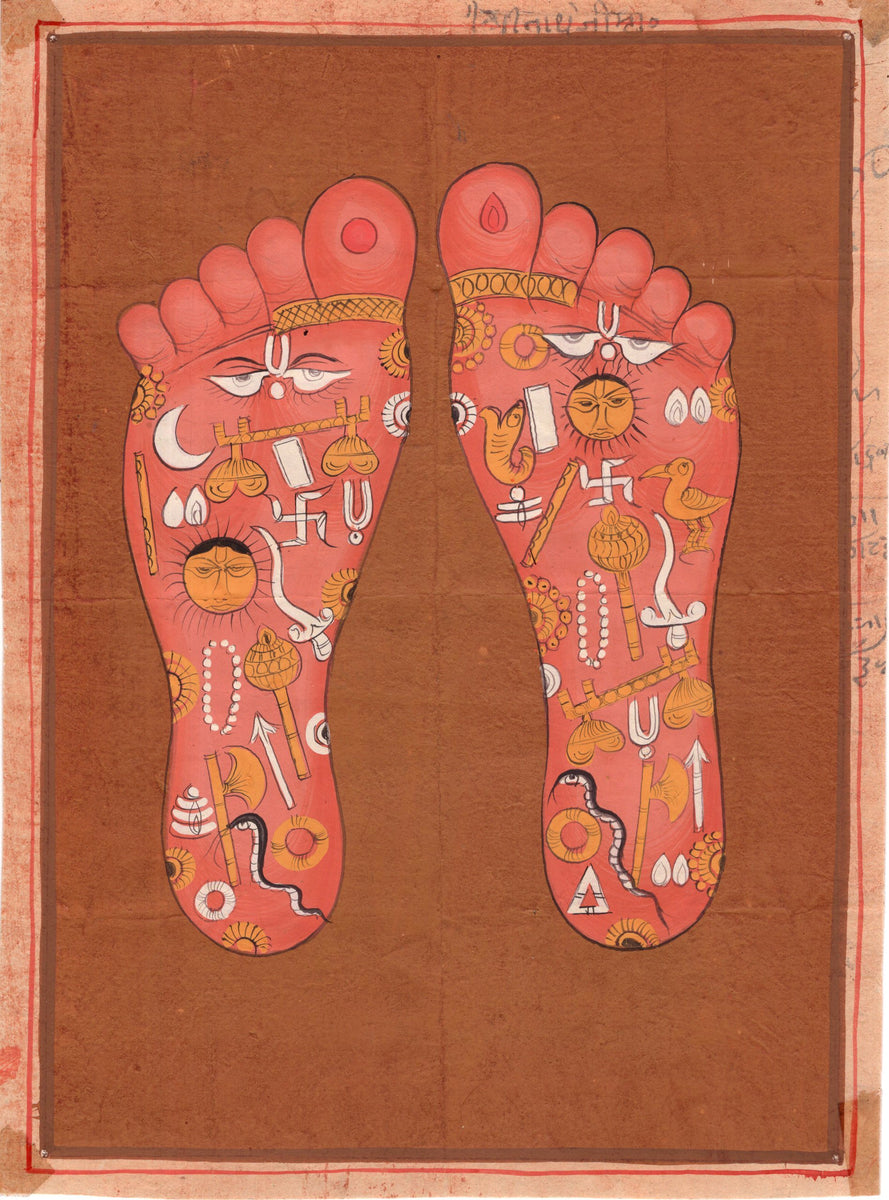 Vishnu Pada Footprint Tantrik Painting Handmade India Hindu God Foot T ...