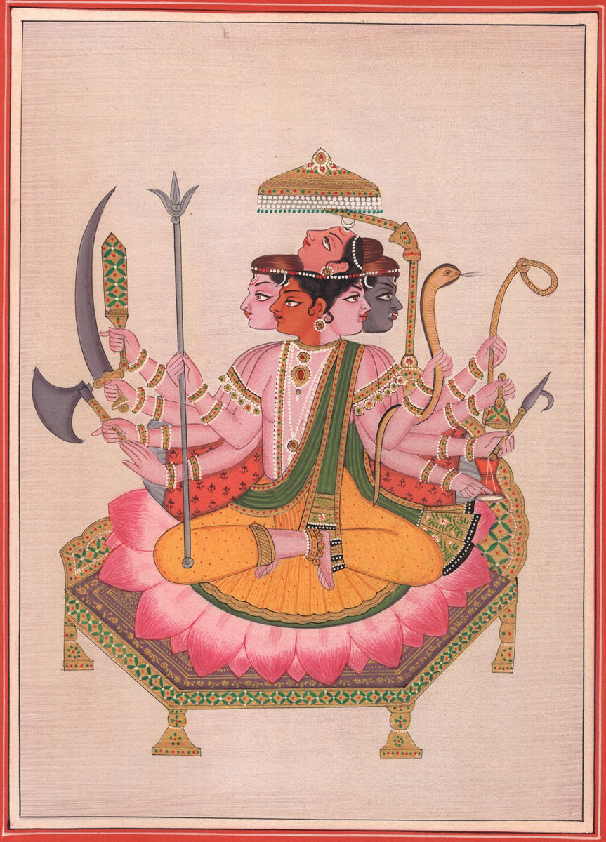 Sadashiva Art Handmade Five Headed Shiva Indian Hindu Deity Watercolor ...