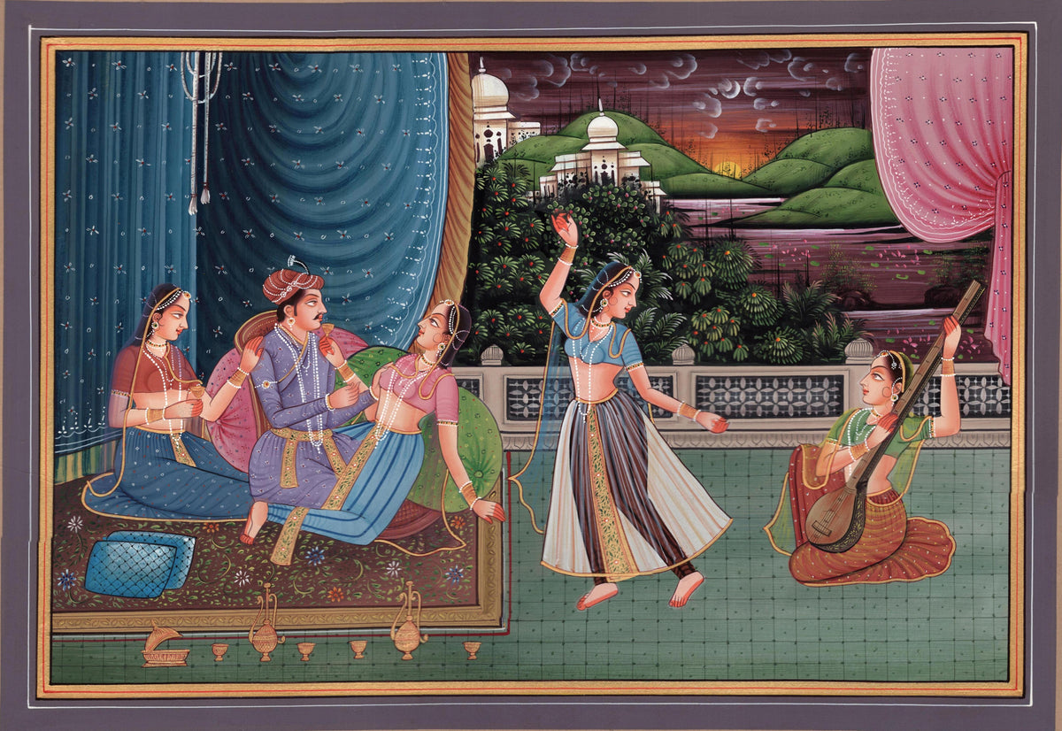 Mogul Miniature Painting Handmade Indian Mughal Emperor Watercolor Eth ...