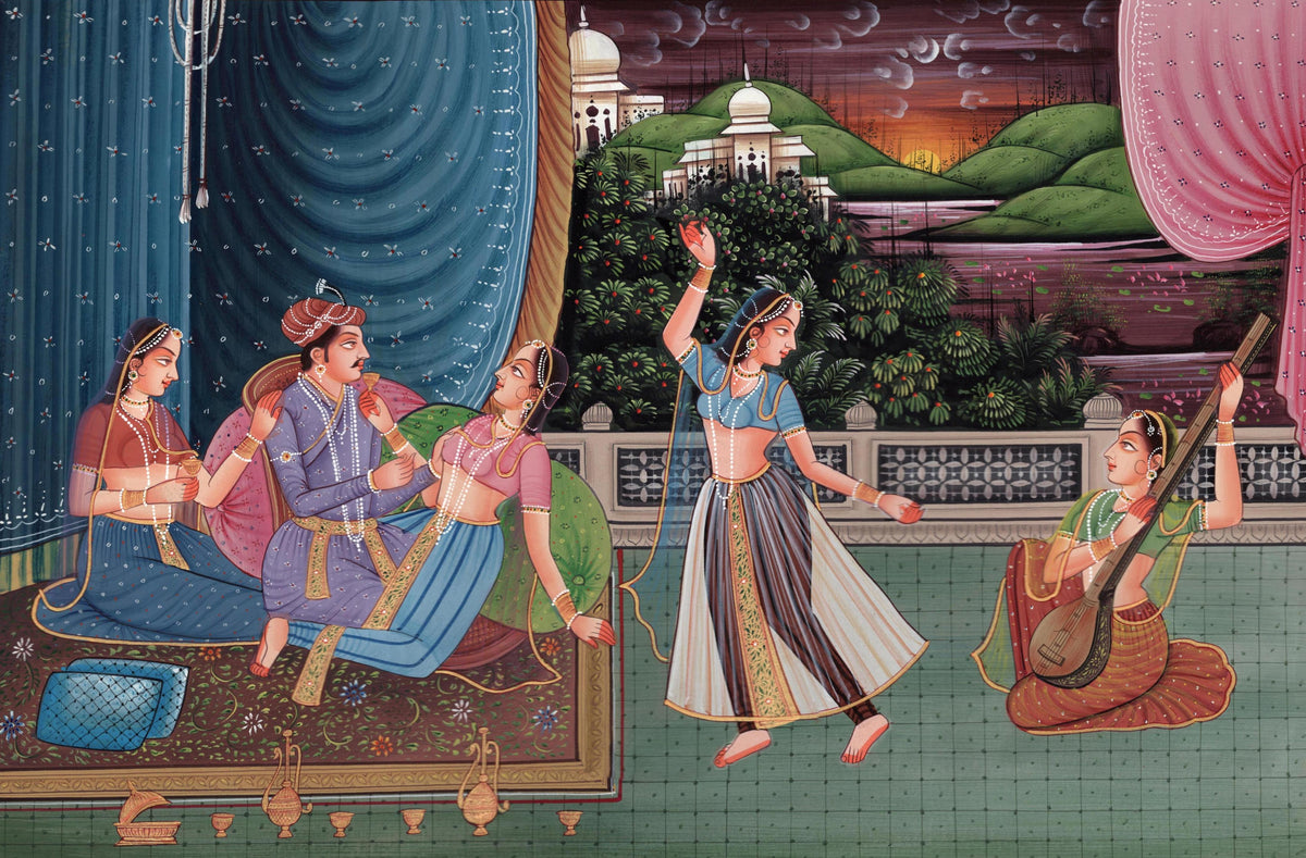 Mogul Miniature Painting Handmade Indian Mughal Emperor Watercolor Eth ...