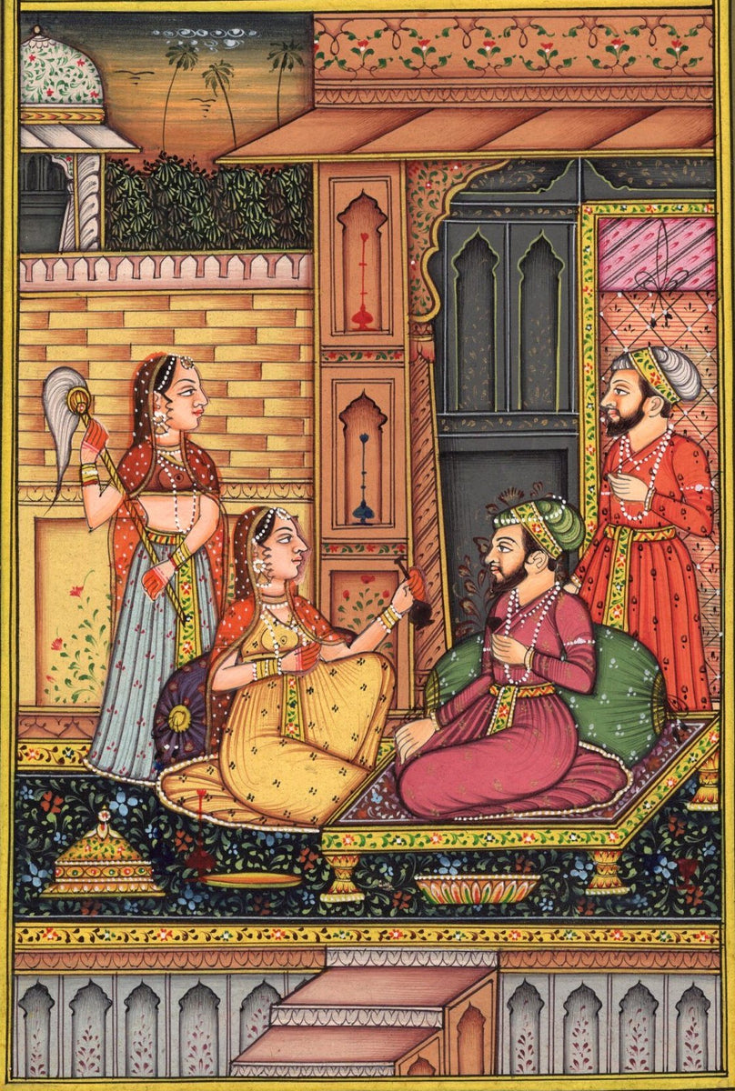 Mughal Ethnic Miniature Painting Handmade Indo Islamic Script Paper Mo ...