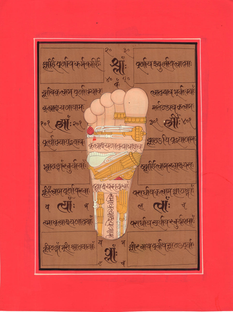 Vishnu Pada Footprint Tantrik Painting Handmade India Hindu God Foot T ...
