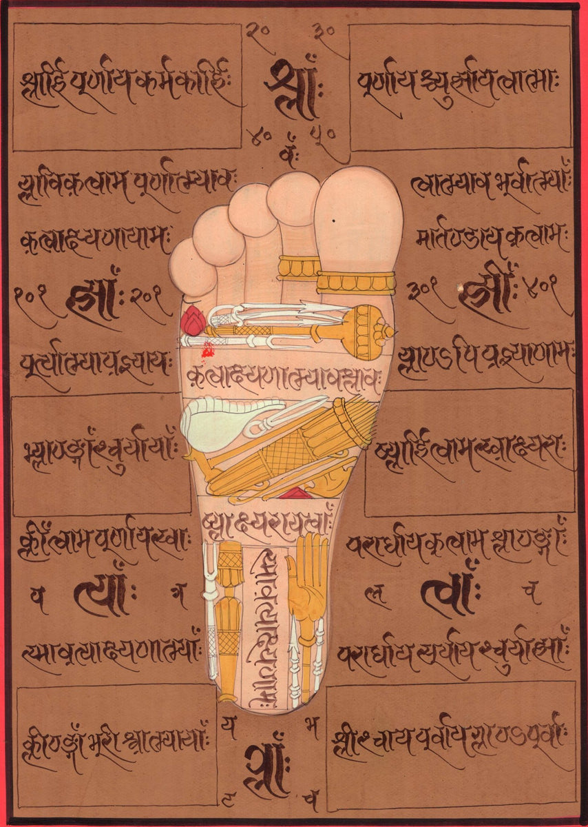 Vishnu Pada Footprint Tantrik Painting Handmade India Hindu God Foot T ...