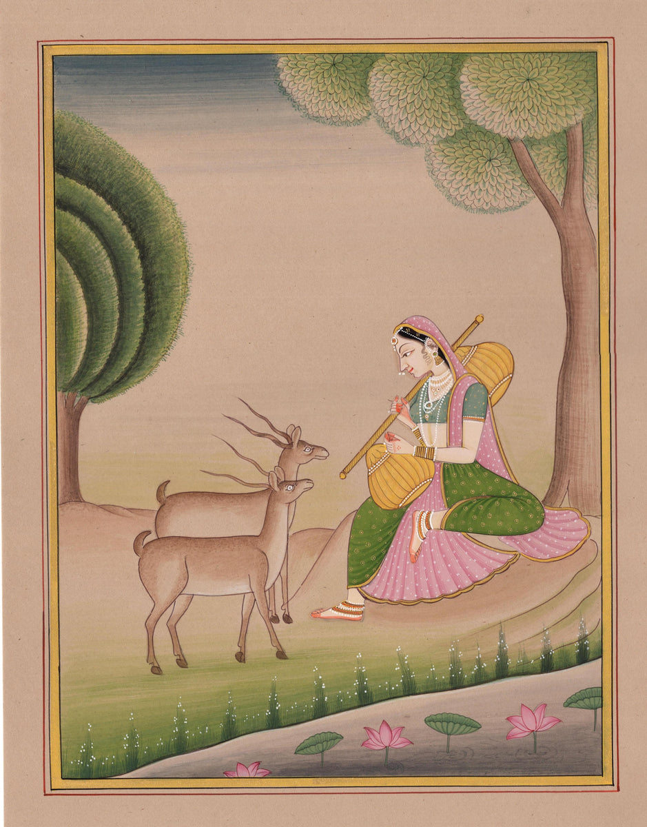 Todi Ragini Miniature Painting Indian Rajasthani Ethnic Handmade Ragam ...