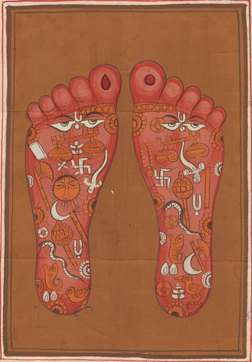 Vishnu Pada Tantric Painting Indian Hindu Handmade Footprint Foot Tant ...