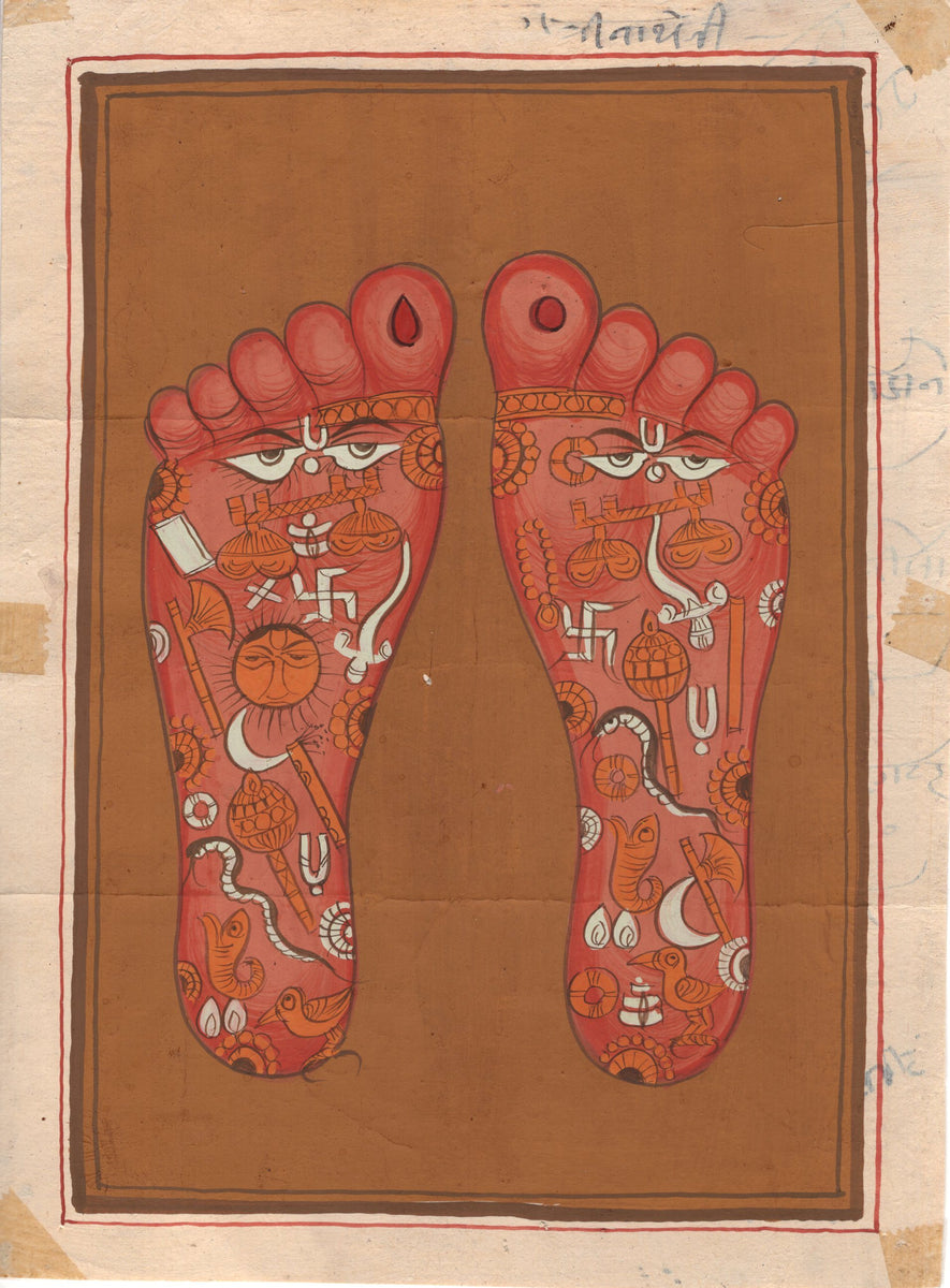 Vishnu Pada Tantric Painting Indian Hindu Handmade Footprint Foot Tant ...