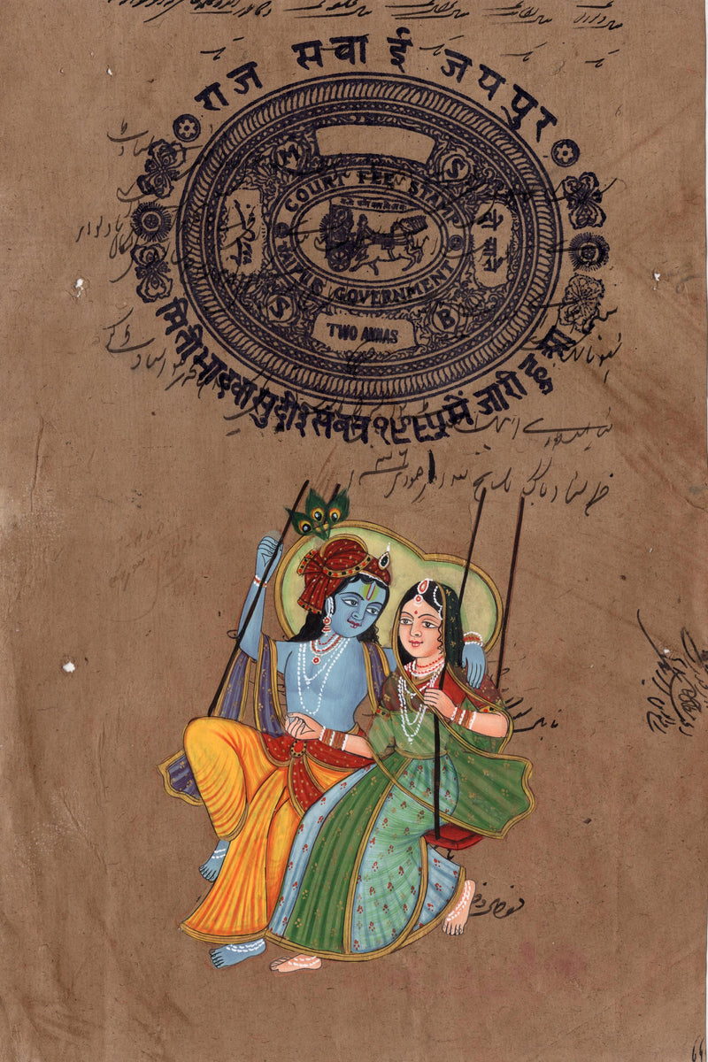 Krishna Radha Indian Art Ethnic Hindu Handmade Spiritual Decor Folk Pa ...