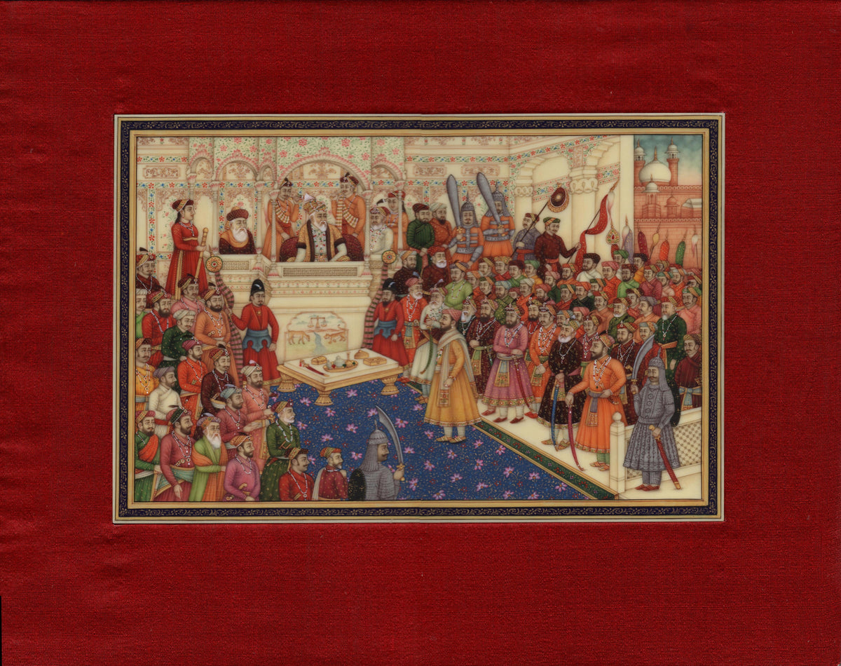 Mughal Miniature Indian Maratha Painting Handmade Shivaji Aurangzeb Mo ...