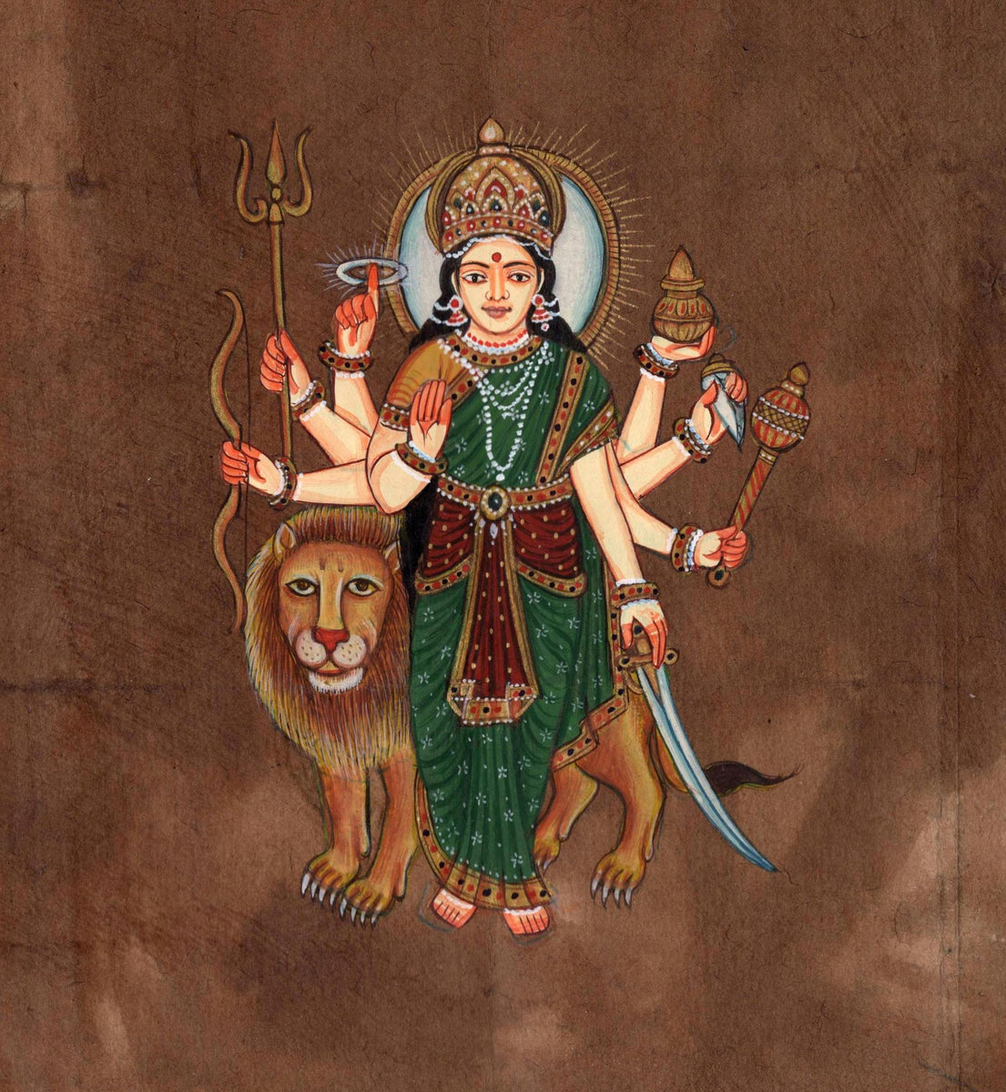 Durga Ma Devi Hindu Goddess Handmade Painting India Religion Spiritual ...