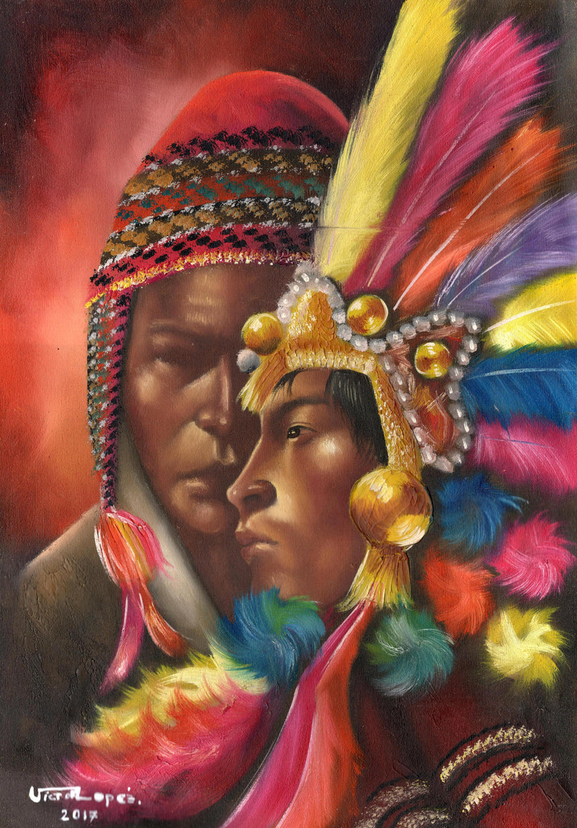 Peruvian Cuzco Indian Warrior Art Handmade Oil Canvas Peru Ethnic Folk ...