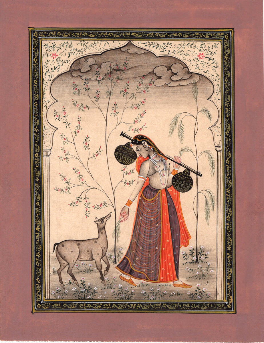 Todi Ragini Miniature Painting Indian Rajasthani Ethnic Handmade Ragam ...